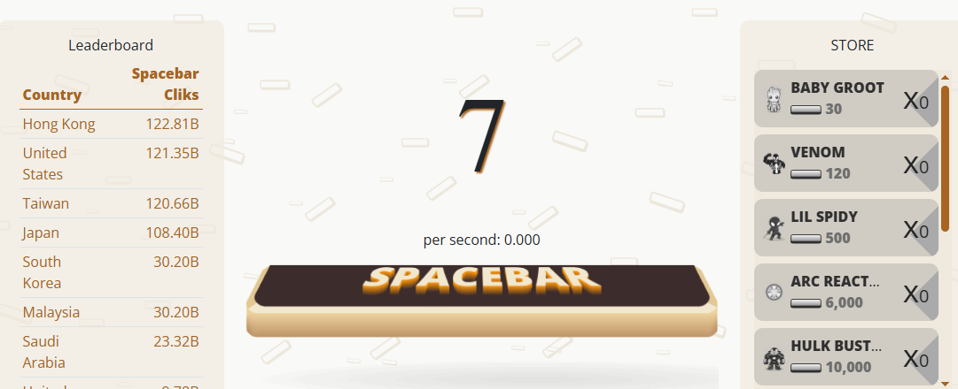 Click the Spacebar Game